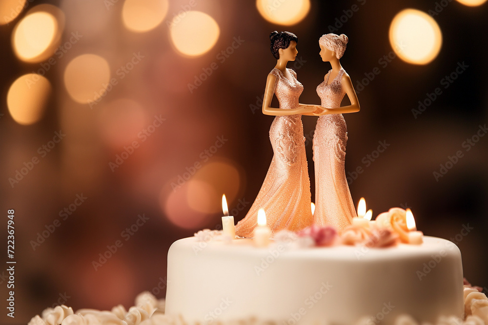 Wedding Cake Topper With Two Brides Figurines Of A Lesbian Couple Gay