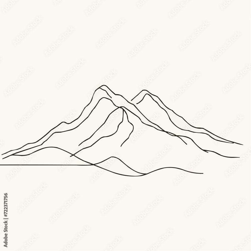 A minimalist piece of art depicting the outline of a mountain, created ...