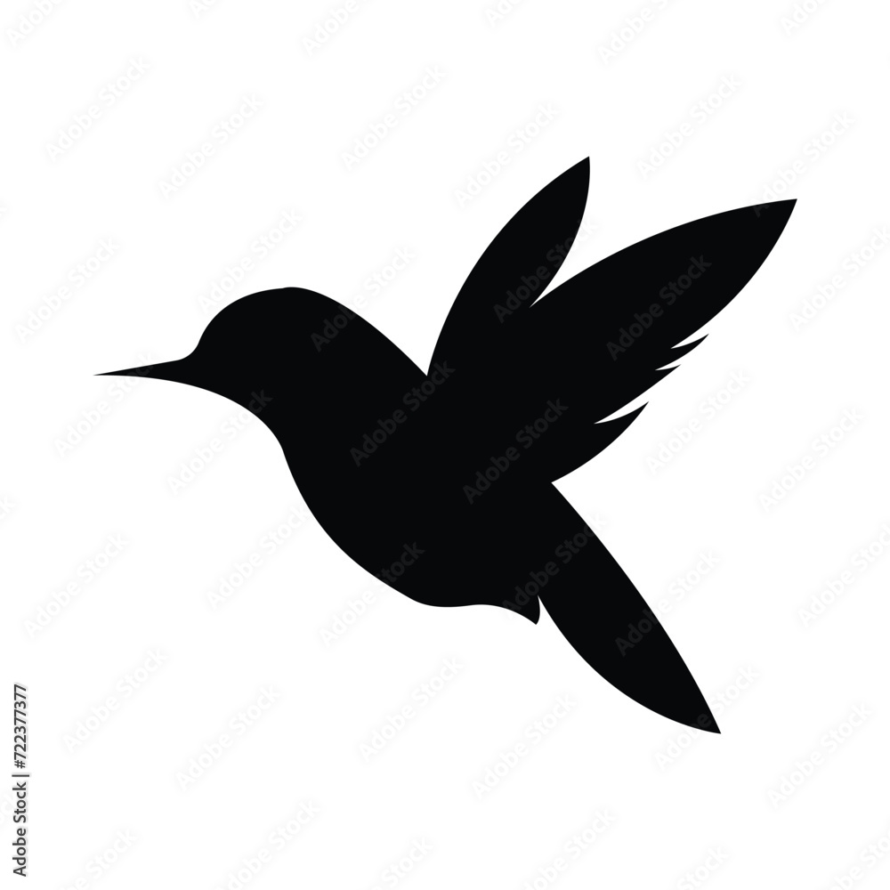 Flying bird logo, vector line art of abstract black hummingbird ...