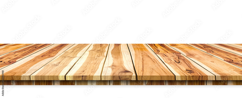 Blank teak wood table top or countertop for product display ...