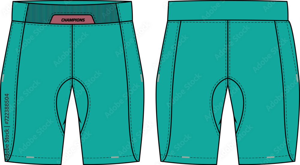 Women Fitness compression tights Shorts design flat sketch fashion ...