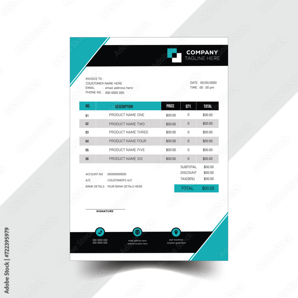 Professional invoice and letterhead design for corporate office. Bill ...