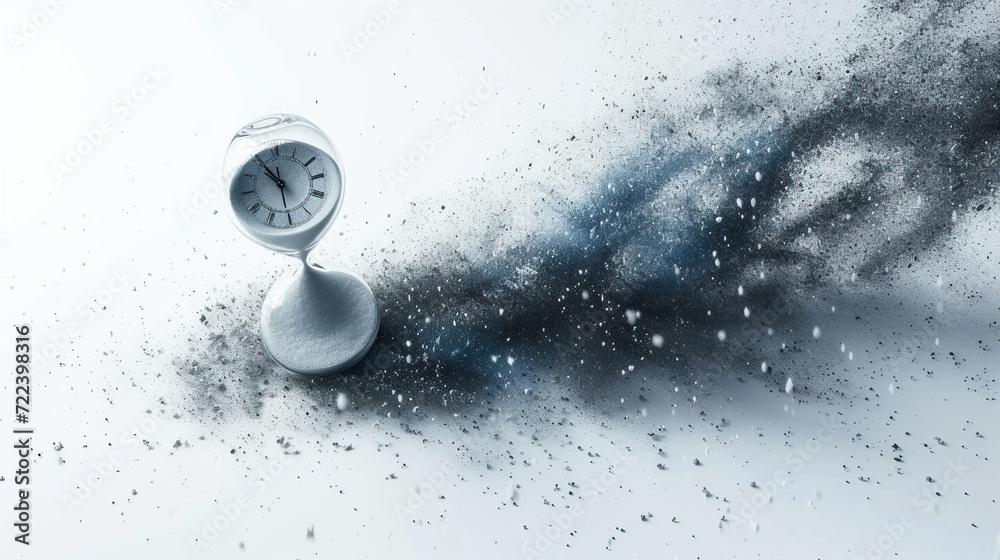 Hourglass on white background with a clock inside it representing time ...