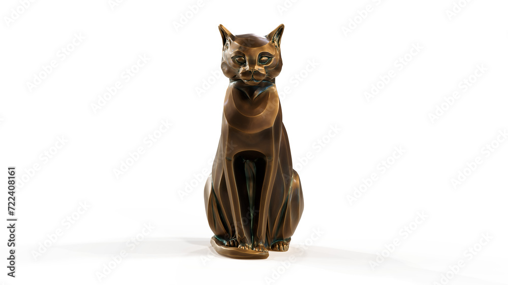 3d Cat figurine domestic stylized sitting PNG isolate on transparent ...