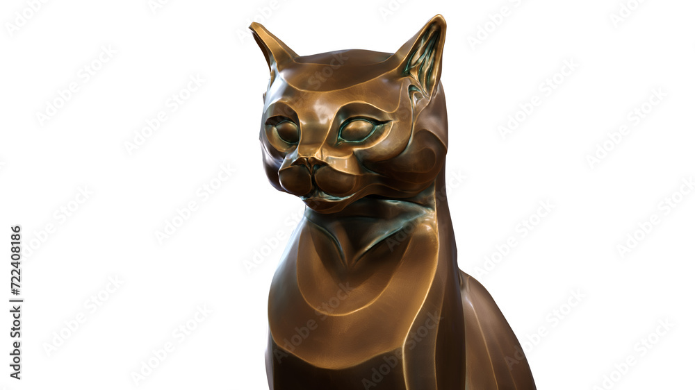 3d Cat figurine domestic stylized sitting PNG isolate on transparent ...
