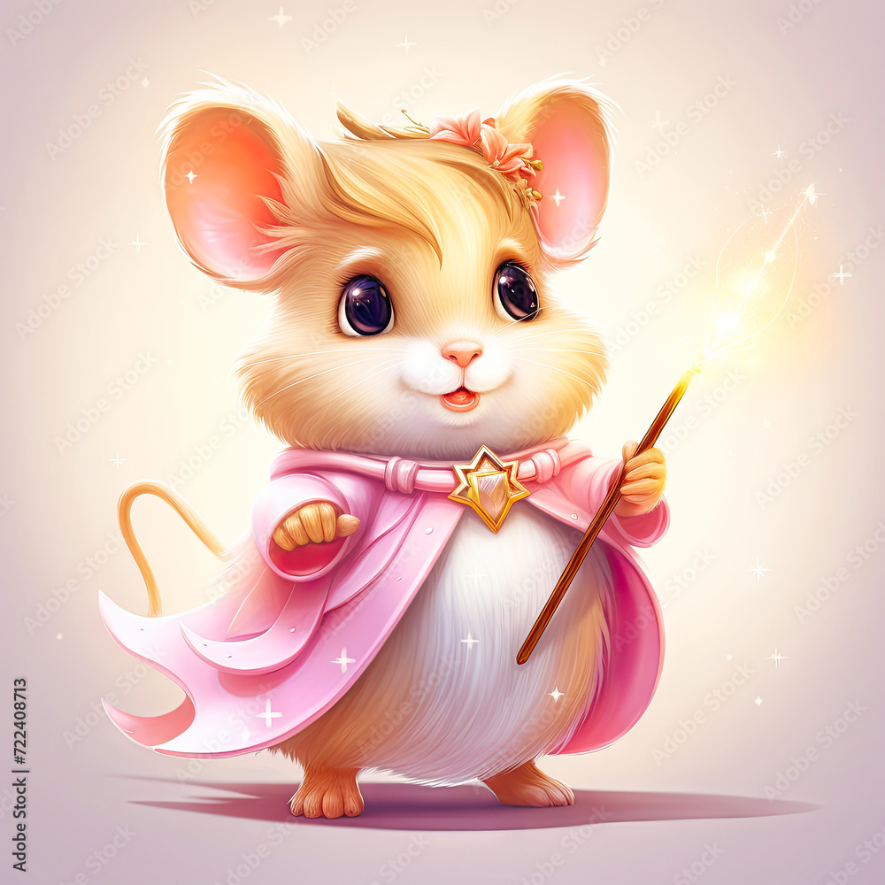 Cute hamster dressed as a fairy with a magic wand Stock Illustration ...