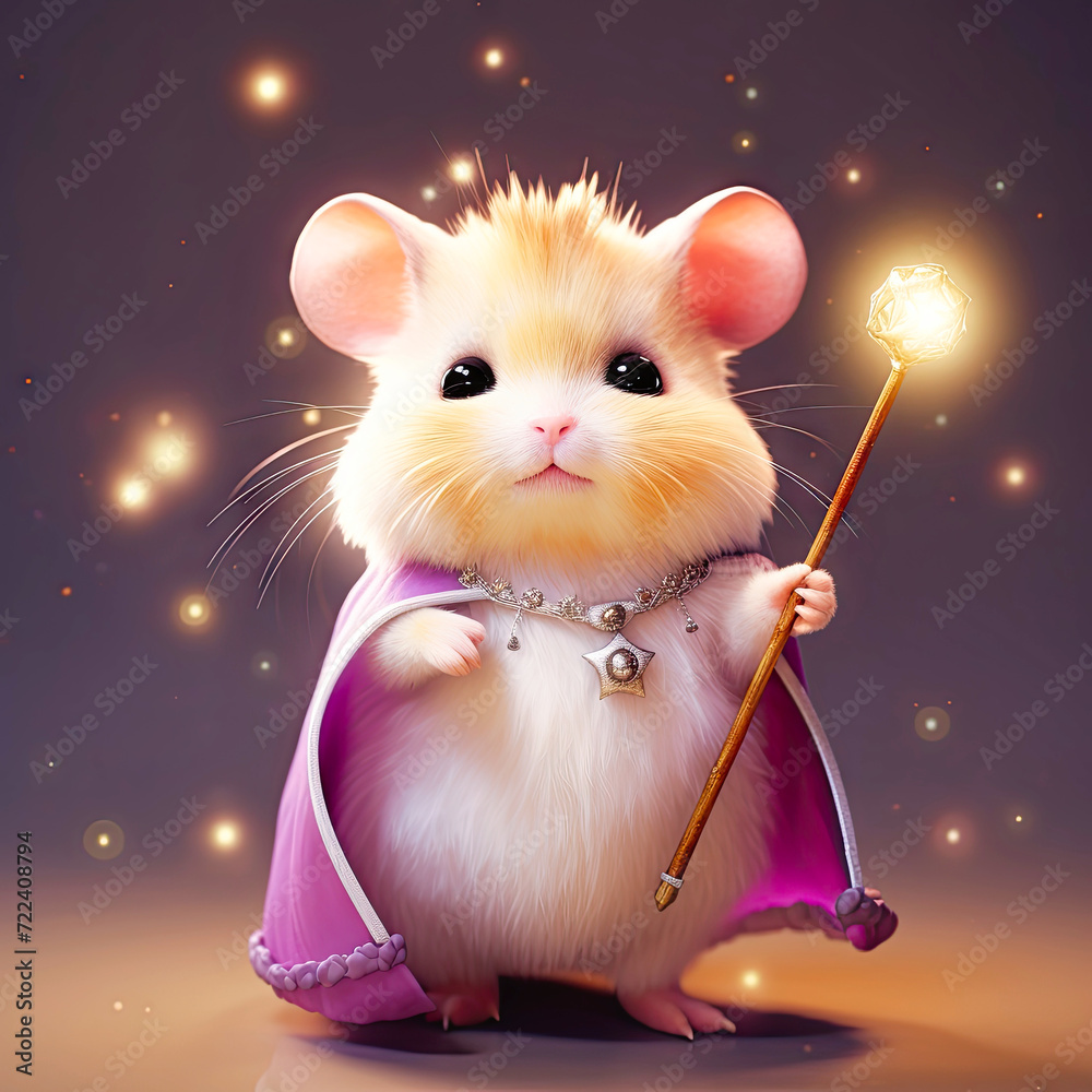 Cute hamster dressed as a fairy with a magic wand Stock Illustration ...