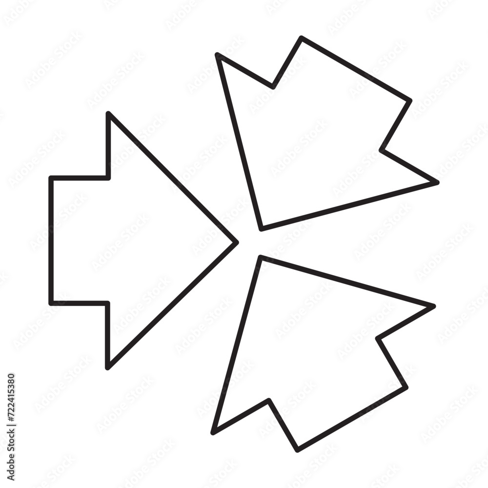 Three-way, two-way or one -way inward or outward pointing mini arrows ...