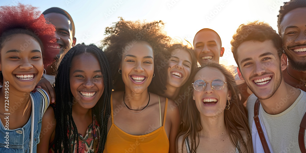A panoramic collage featuring faces of multiracial young people. This ...