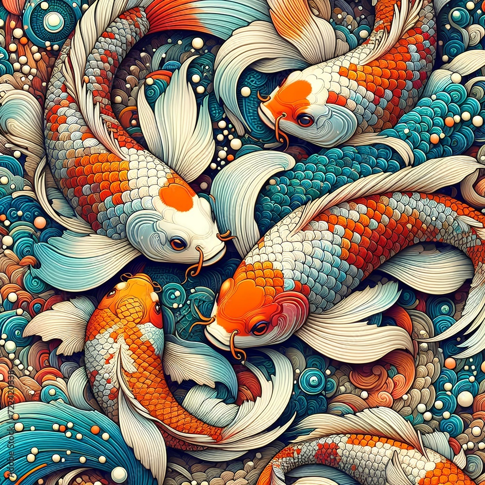 Koi Fish Scales Abstract: Serene Water-Inspired Pattern for Home Decor ...