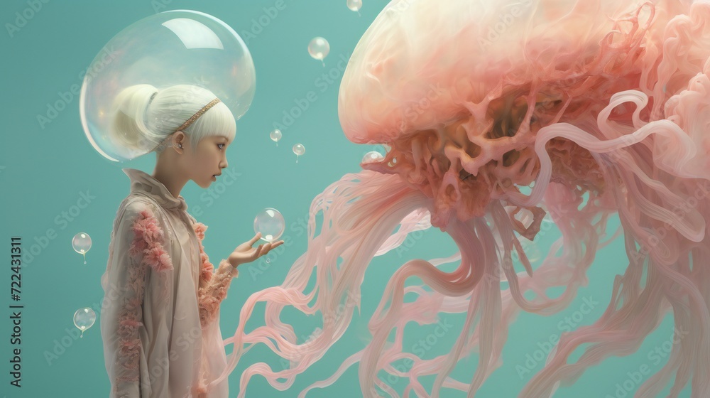 generative ai art of a tween anime girl and her grandma Stock Photo ...