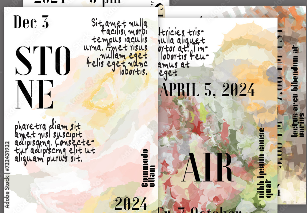 A4 Flyer With Transparent Overlapping Shapes Creating Vector Watercolor ...