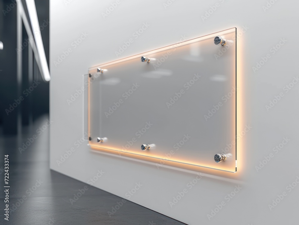 Blank wide transparent glass office corporate Signage plate Mock Up ...