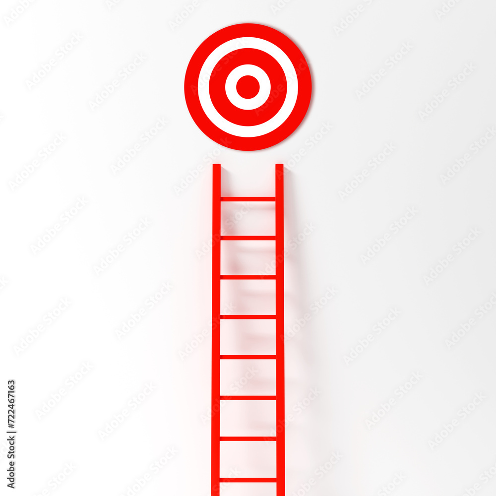 Stairs lead to mess on wall. Goal achievement concept. Career ladder on ...