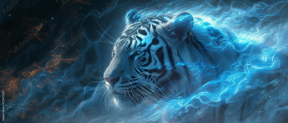 Blue tiger wallpaper desktop backgrounds Stock Photo | Adobe Stock