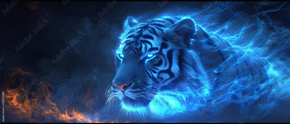 Blue tiger wallpaper desktop backgrounds Stock Photo | Adobe Stock