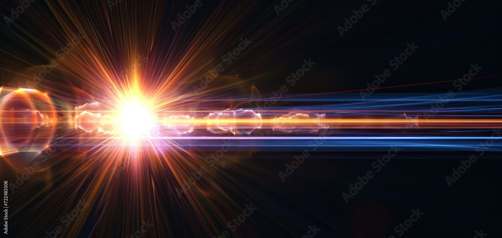 Abstract sun burst, digital flare, iridescent glare, lens flare effects ...