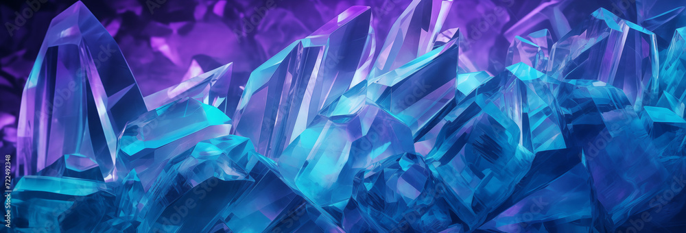 crystal formations ultrawide background with translucent blue and ...