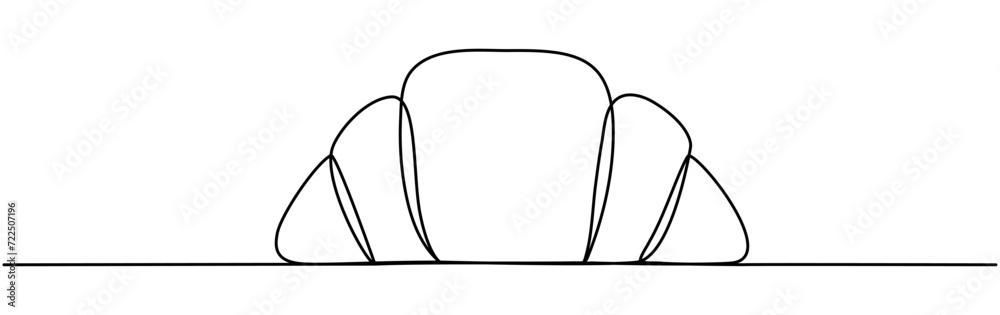 Croissant continuous line drawing. Vector illustration isolated on ...