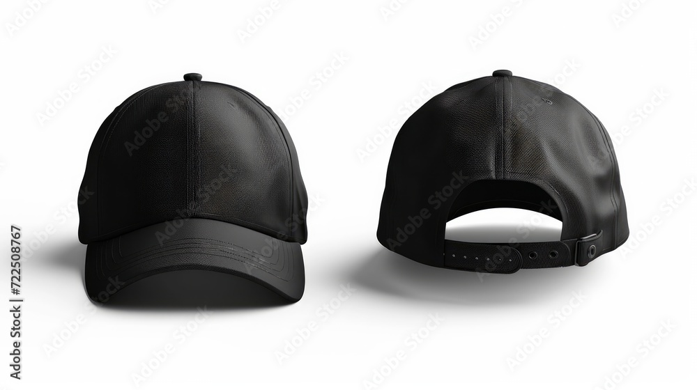 Black baseball cap in angles view front and back. Mockup baseball cap ...
