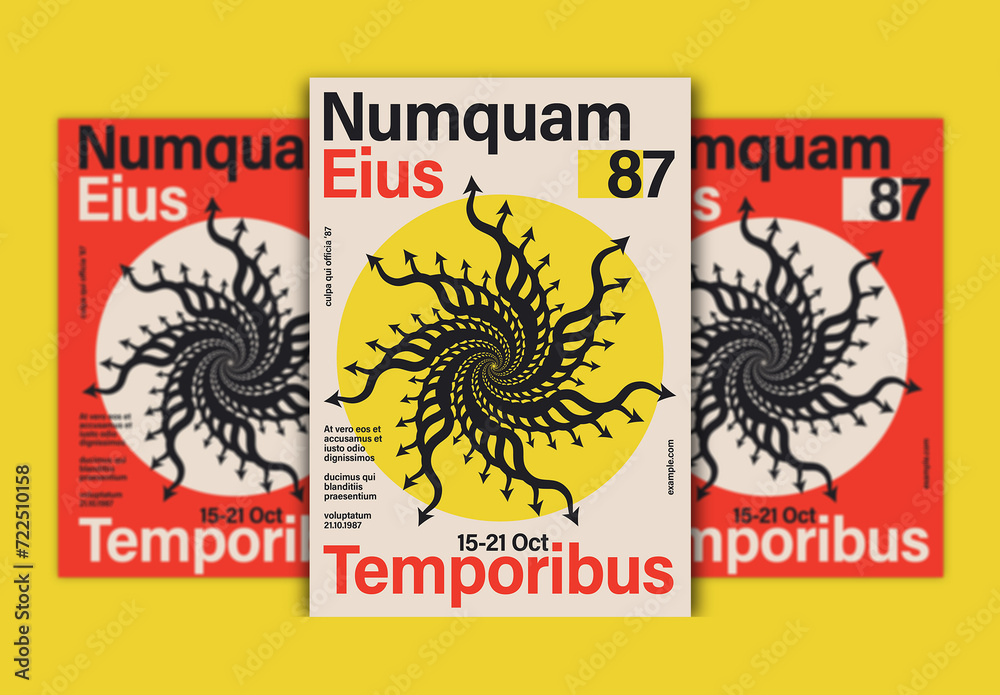 Swiss Design Poster Layout with Vortex Form Composition Stock Template ...