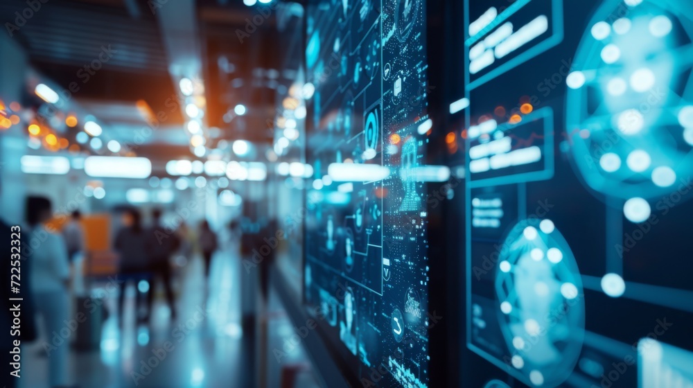 AI surveillance screen showing real-time facial recognition in a ...