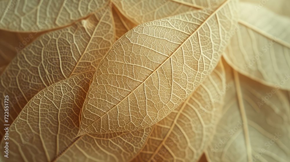 Close up of Fiber structure of dry leaves texture background. Cell ...