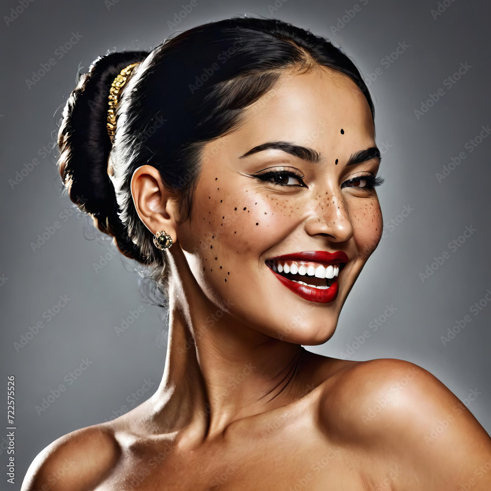 Elegant Portrait of Full-Figured Central Asian Supermodel with ...