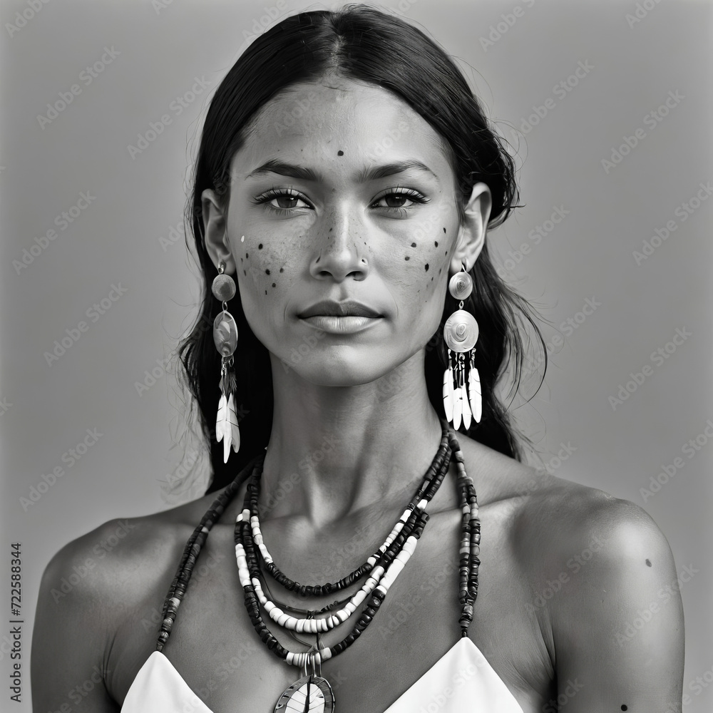 Timeless Elegance - Portrait of a Lean and Tan-Skinned Native American ...