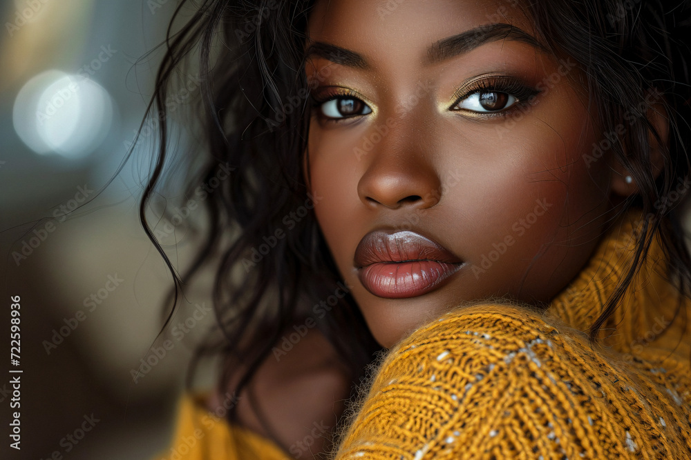 Expressive Mocha skin color African American female model, feminine ...
