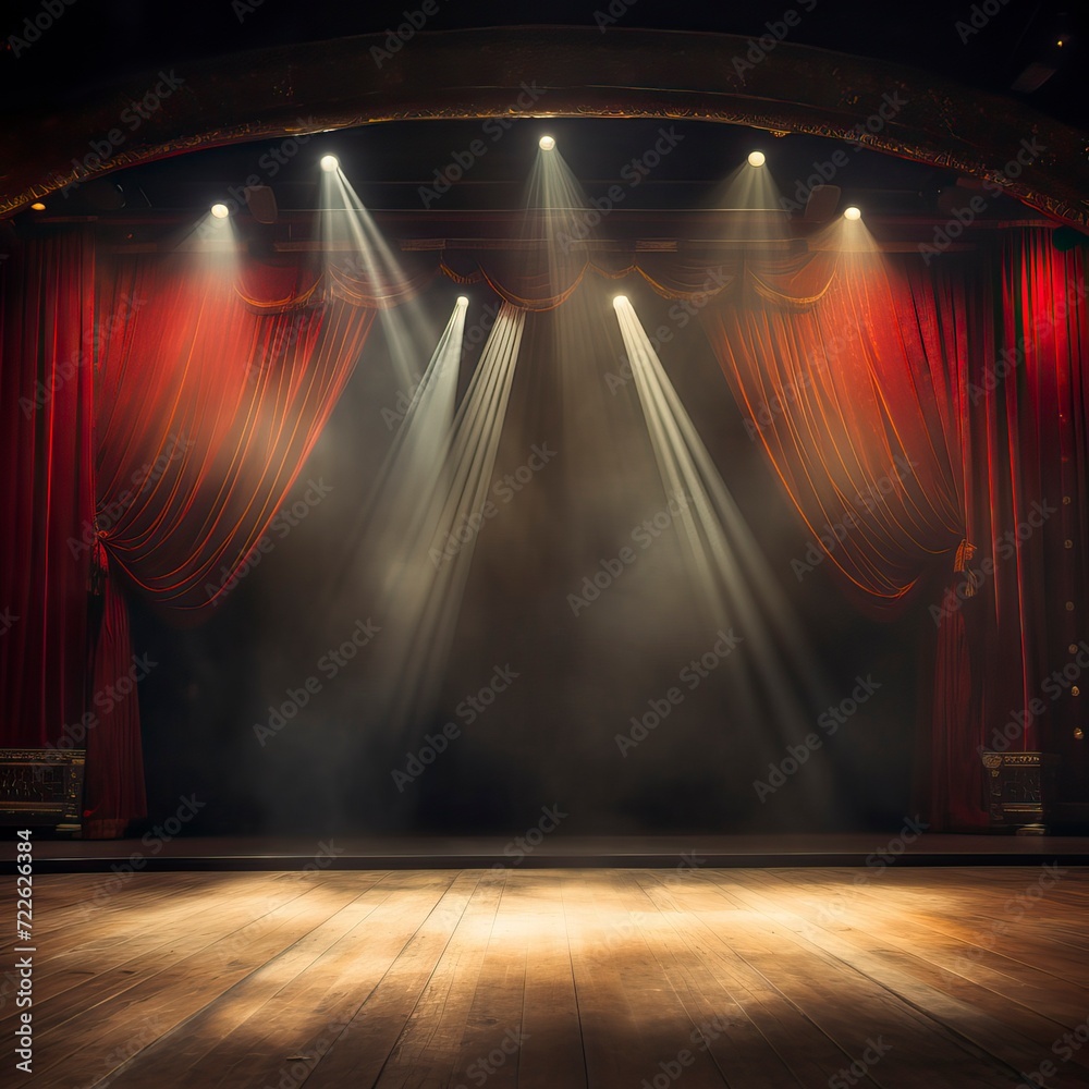 Theater stage light background with spotlight illuminated the stage for ...