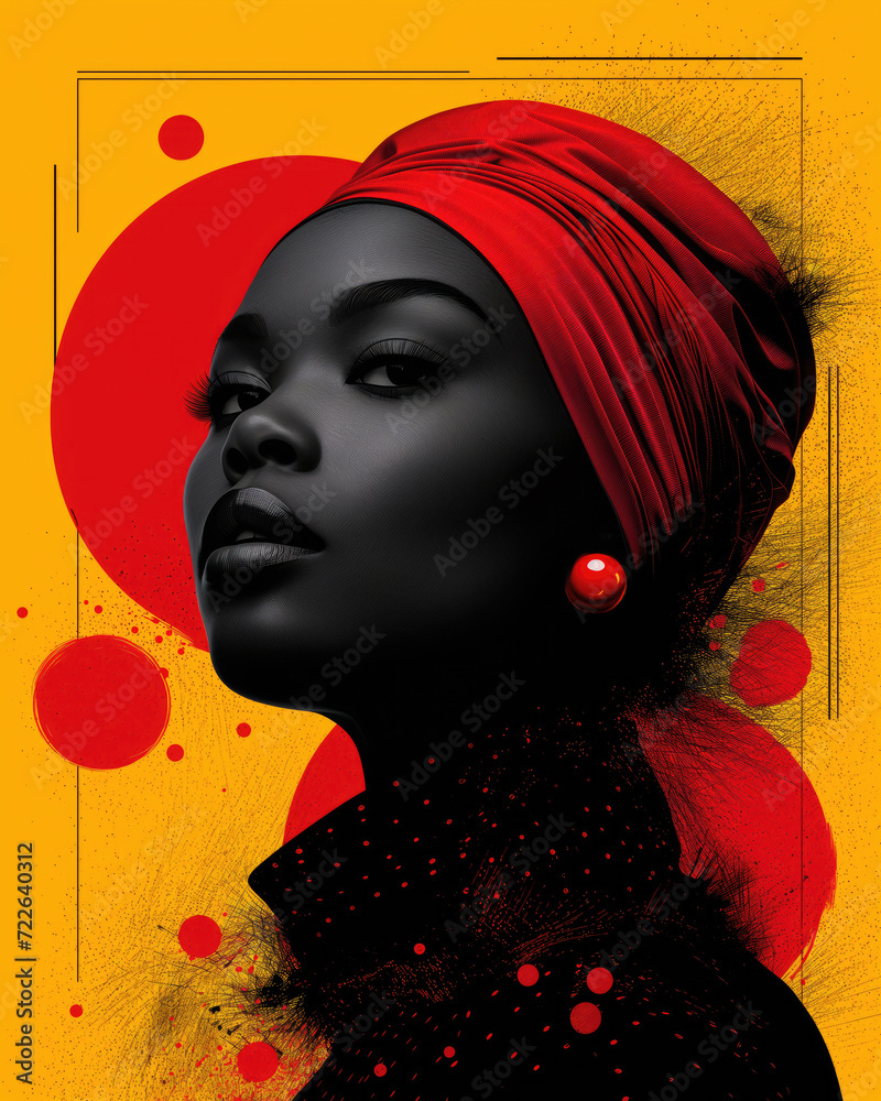 A beautiful african black woman, modern, minimalist, african pop art ...