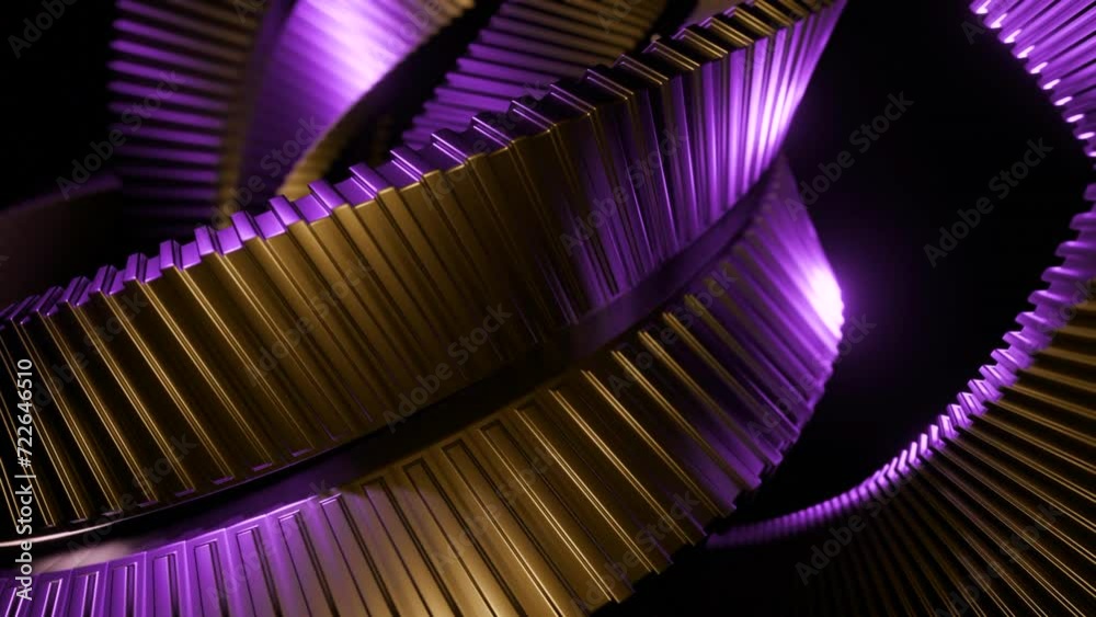 Colorful metal spiral rotating in space. Design. 3D model of abstract ...