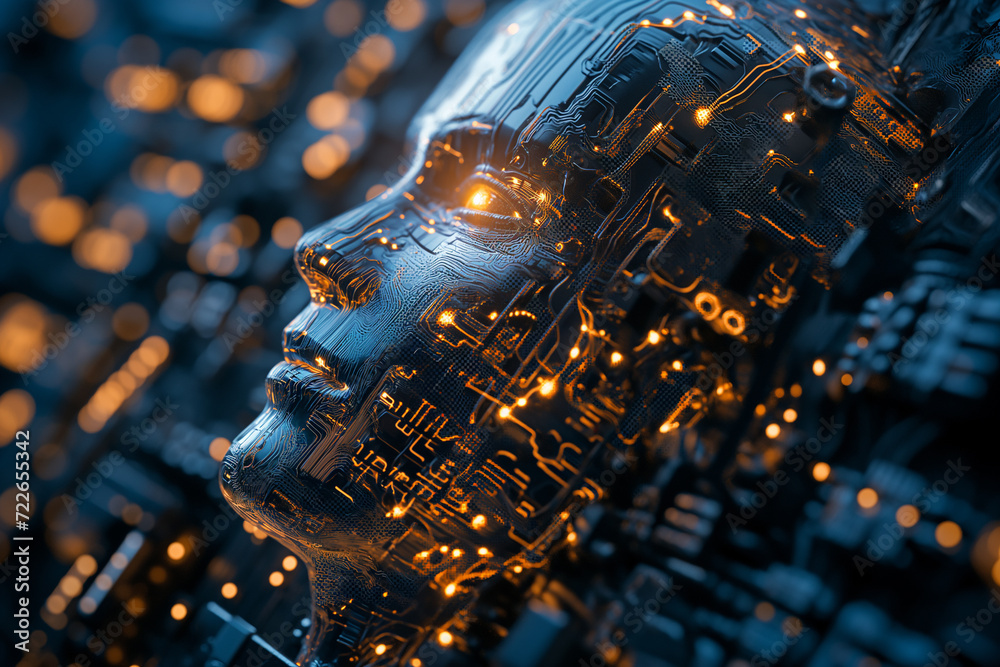 AI seamlessly blending into a complex computer system, using camouflage ...