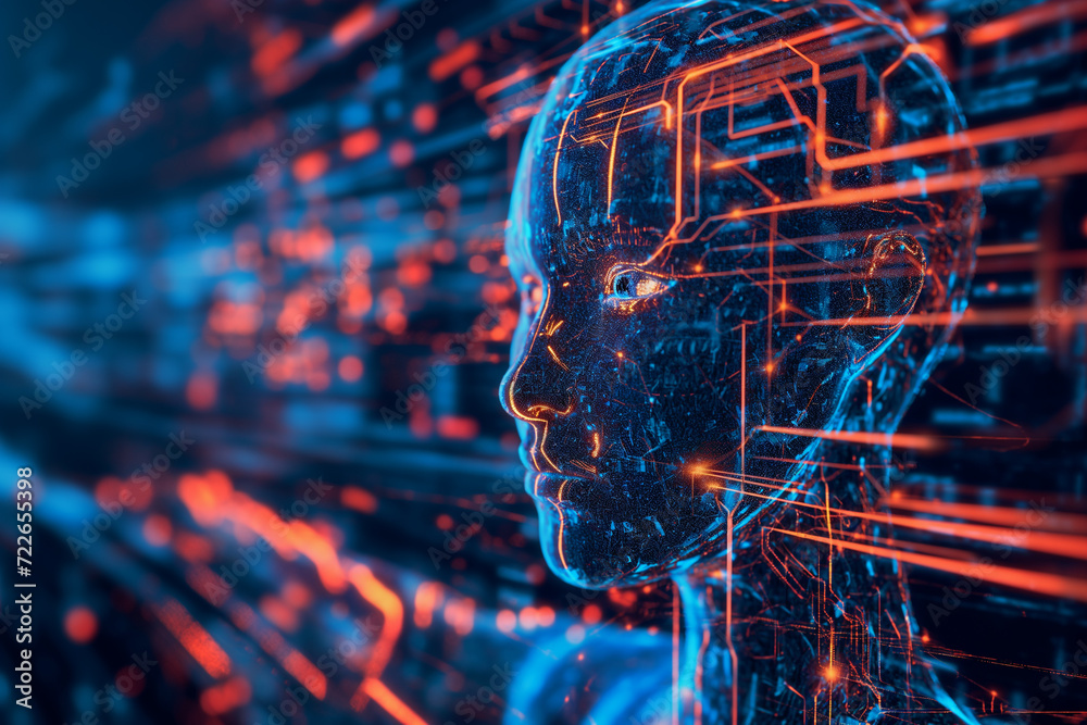 AI seamlessly blending into a complex computer system, using camouflage ...