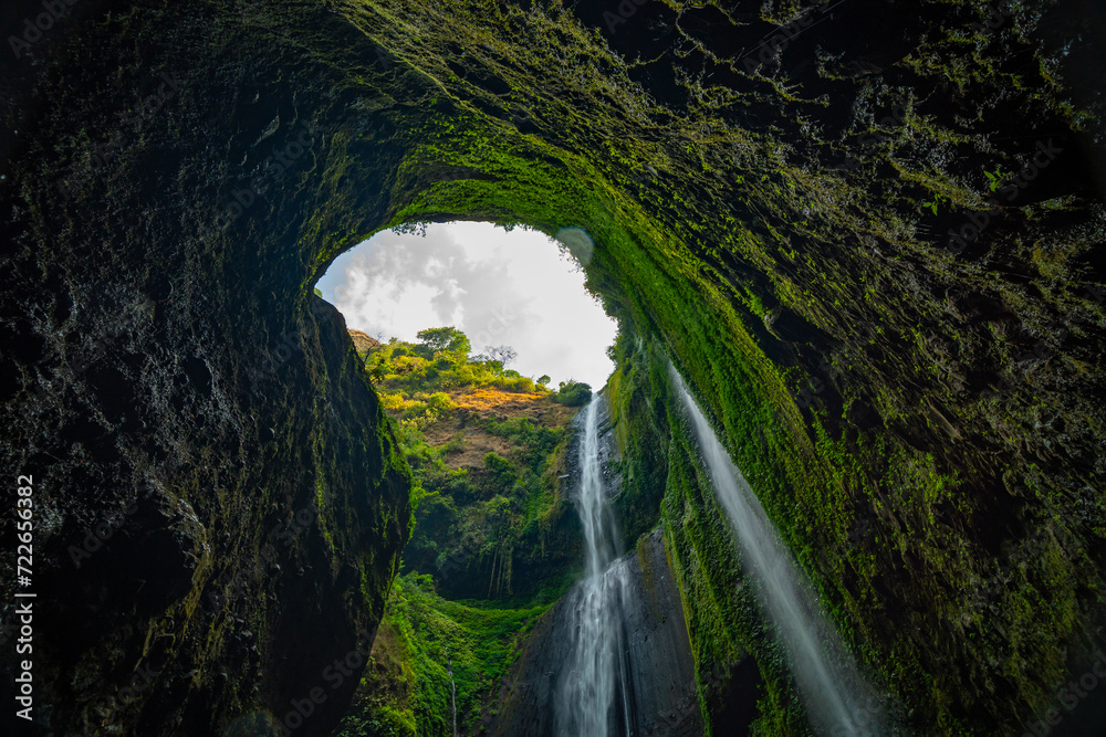 Beautiful waterfalls in sunny day,Bottom view Madakaripura Waterfall is ...