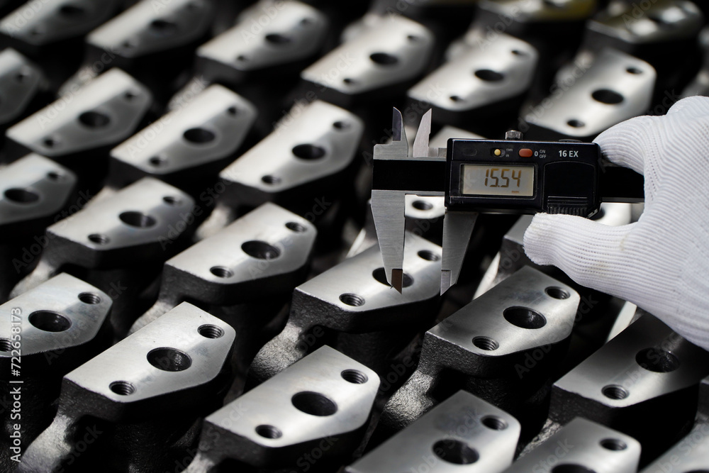 vernier caliper digital,production quality control,Engineer's hand ...