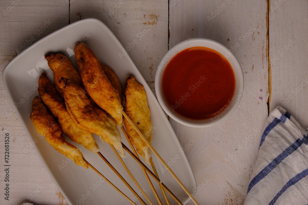 Sempol Sempolan is is a deep fried food made from chicken or fish or ...