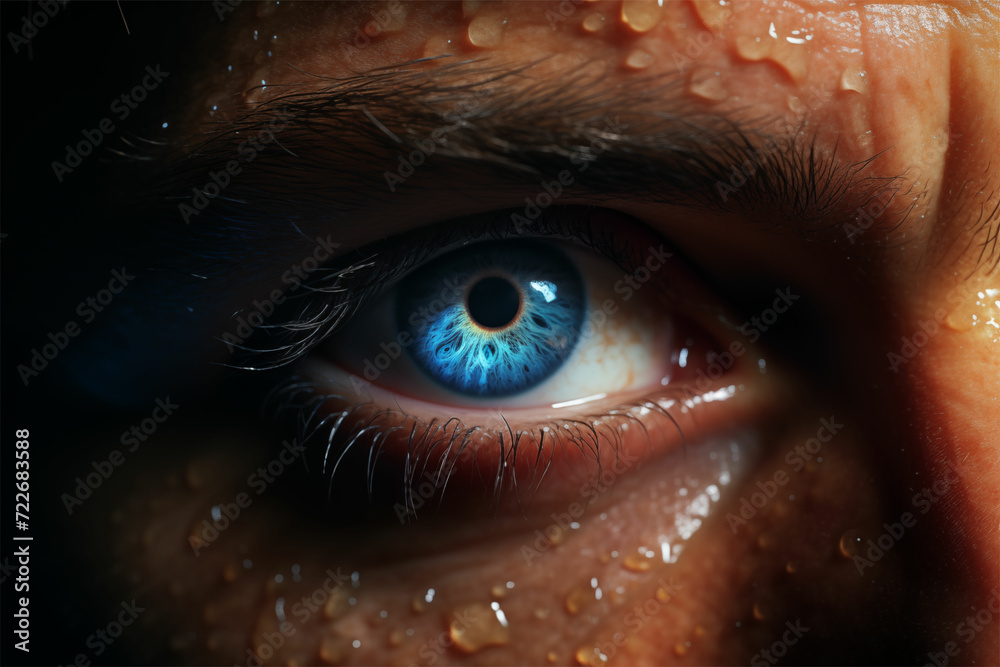 Mesmerize with a man's blue-eyed gaze in hyper-realistic detail ...