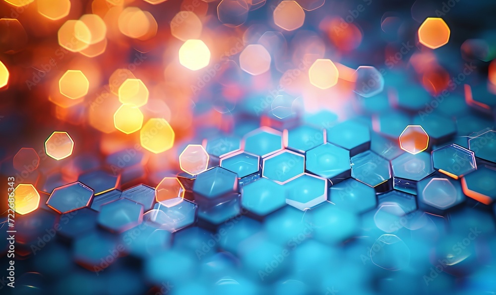 Blue hexagonal background, bokeh, honeycomb, blurred hex background ...