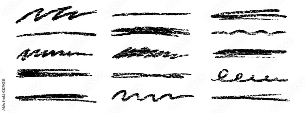 Crayon brush stroke underline. Chalk pen highlight stroke. Vector hand ...