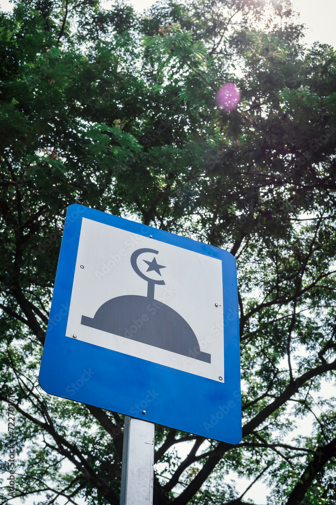 Traffic sign of Mosque or Masjid by street in Jakarta, Indonesia ...