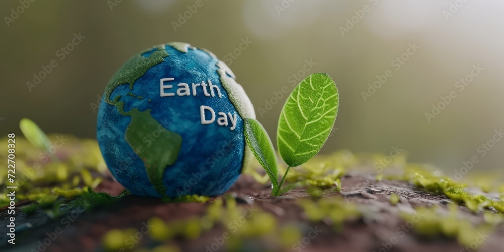 Earth Globe Shaped Written Text Earth Day With Leaf,. Environmental ...