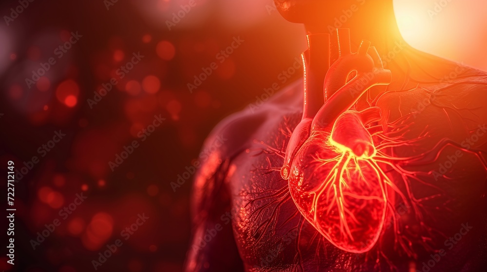 Warning Signs: Unhealthy Heart on Human Body with Red Overlays Stock ...