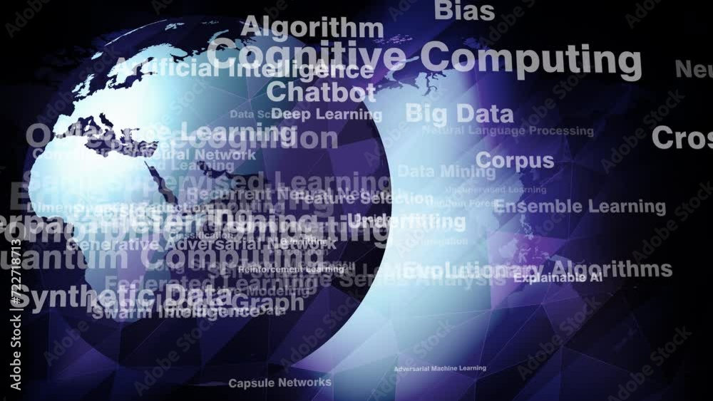 Neural network lettering and world globe caution and mistrust in artificial intelligence ...