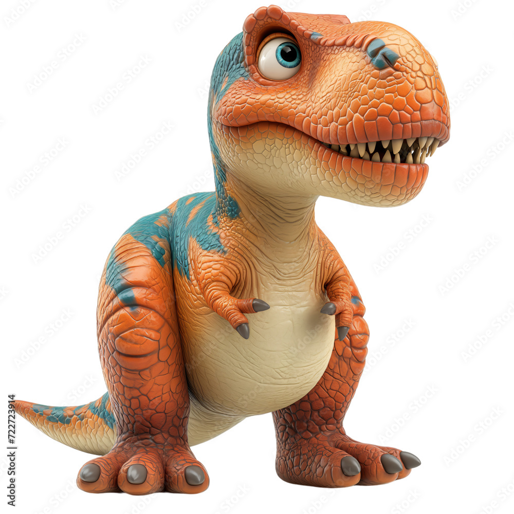 Isolated 3d cartoon funny dinosaur t-rex a white background. Sweet ...