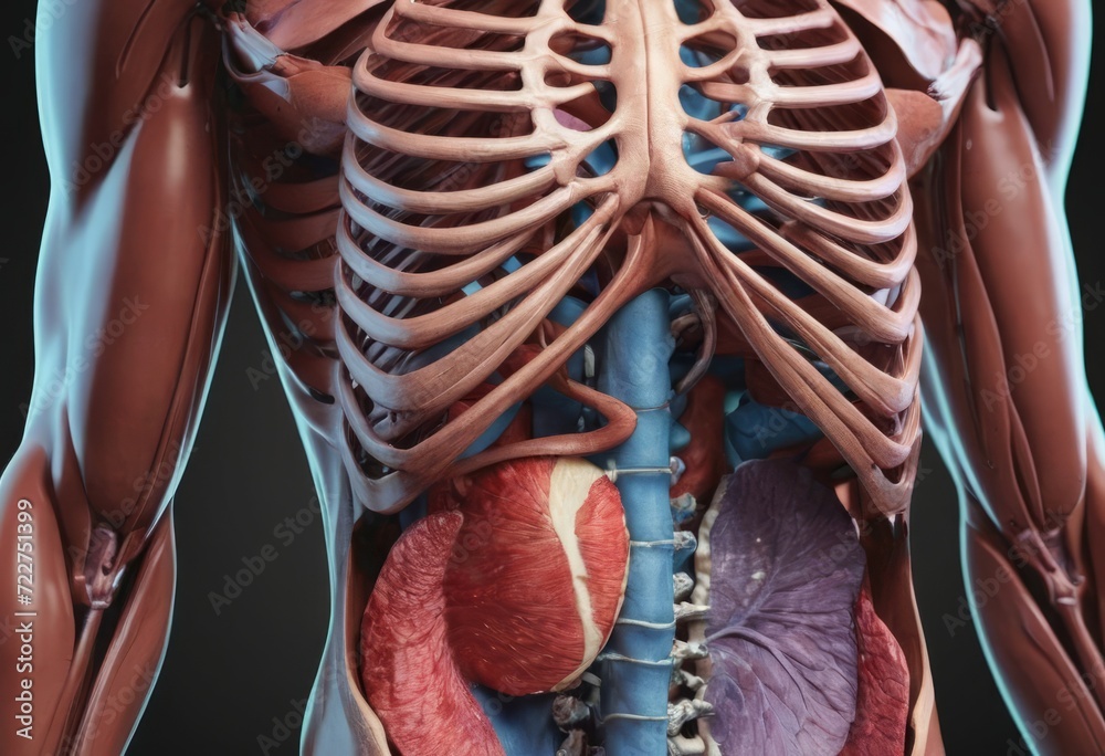 Anatomy human body model inthe class room on white background.Part of ...