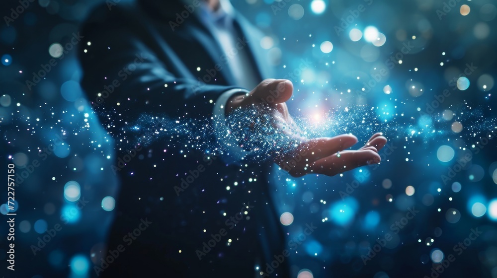 Man conjuring magical sparks, concept of magic, power, and mystery ...