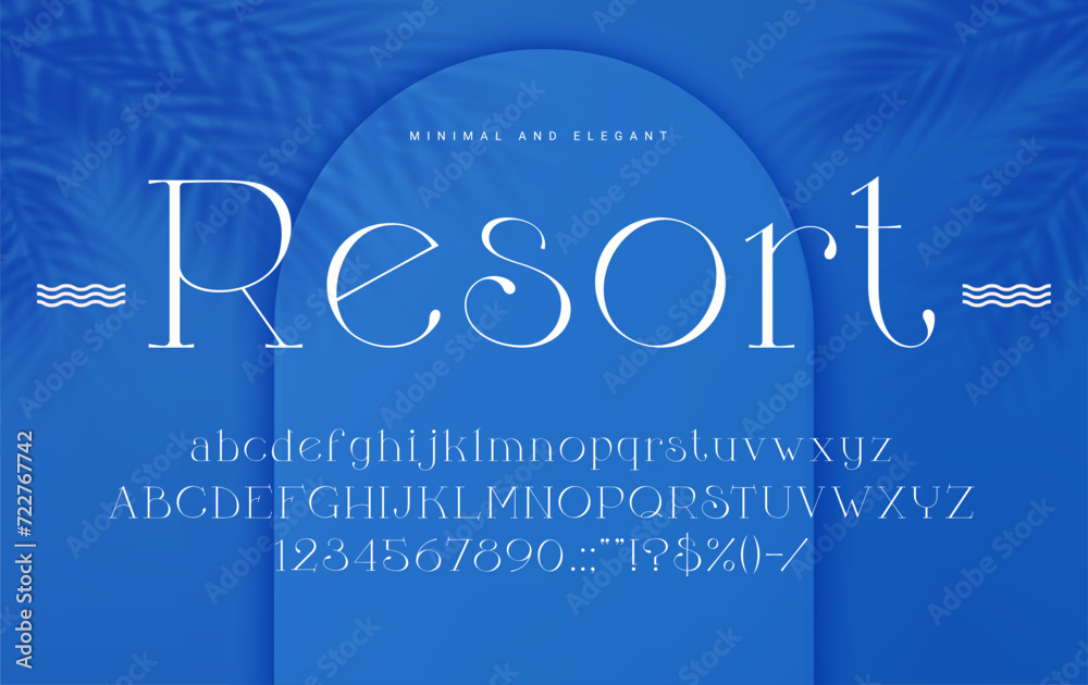 Marine elegant font, glamour type and luxury typeface, vector royal ...