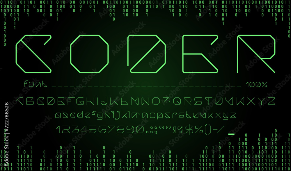 Digital sci fi tech font, code type, futuristic typeface, english ...